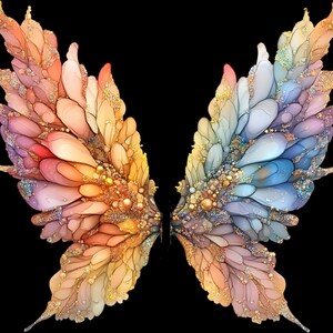 Magical Fairy Wings Clipart Pastel Angel Wings Clip Art Fantasy Graphic ...