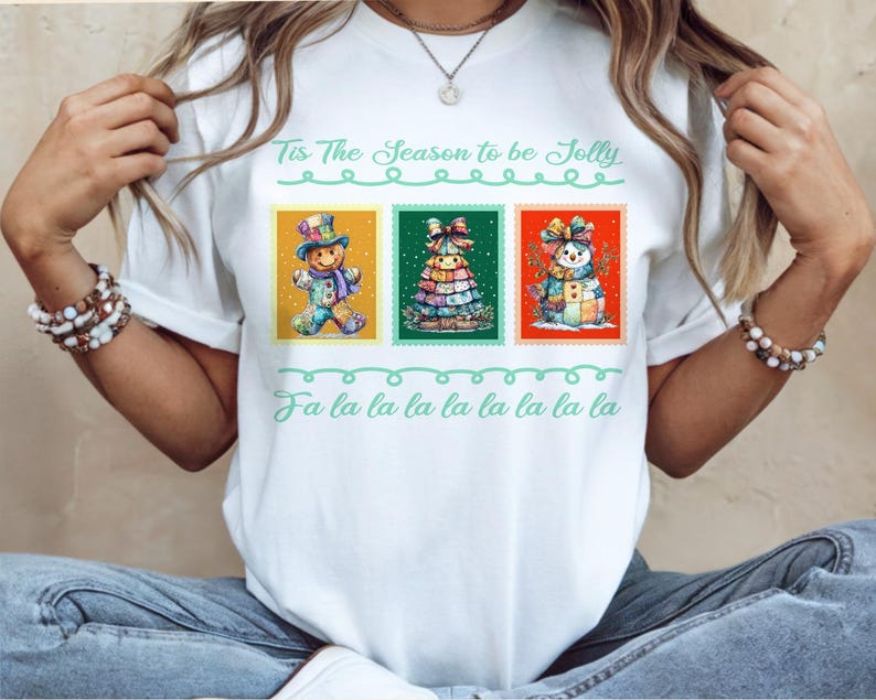 Christmas Patchwork Characters PNG SVG: Quilt T-shirt Design (digital ...