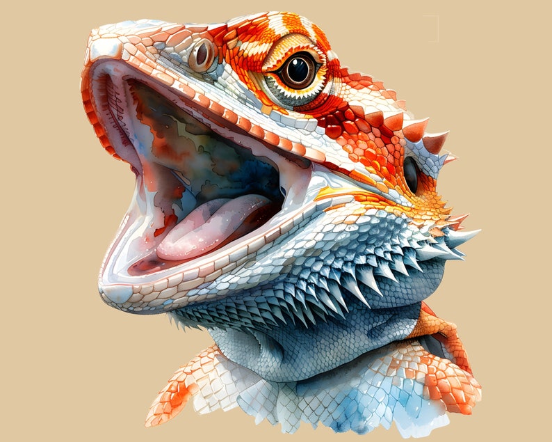 PNG Bearded Dragon Watercolor Clipart, Lizard Sublimation Design ...