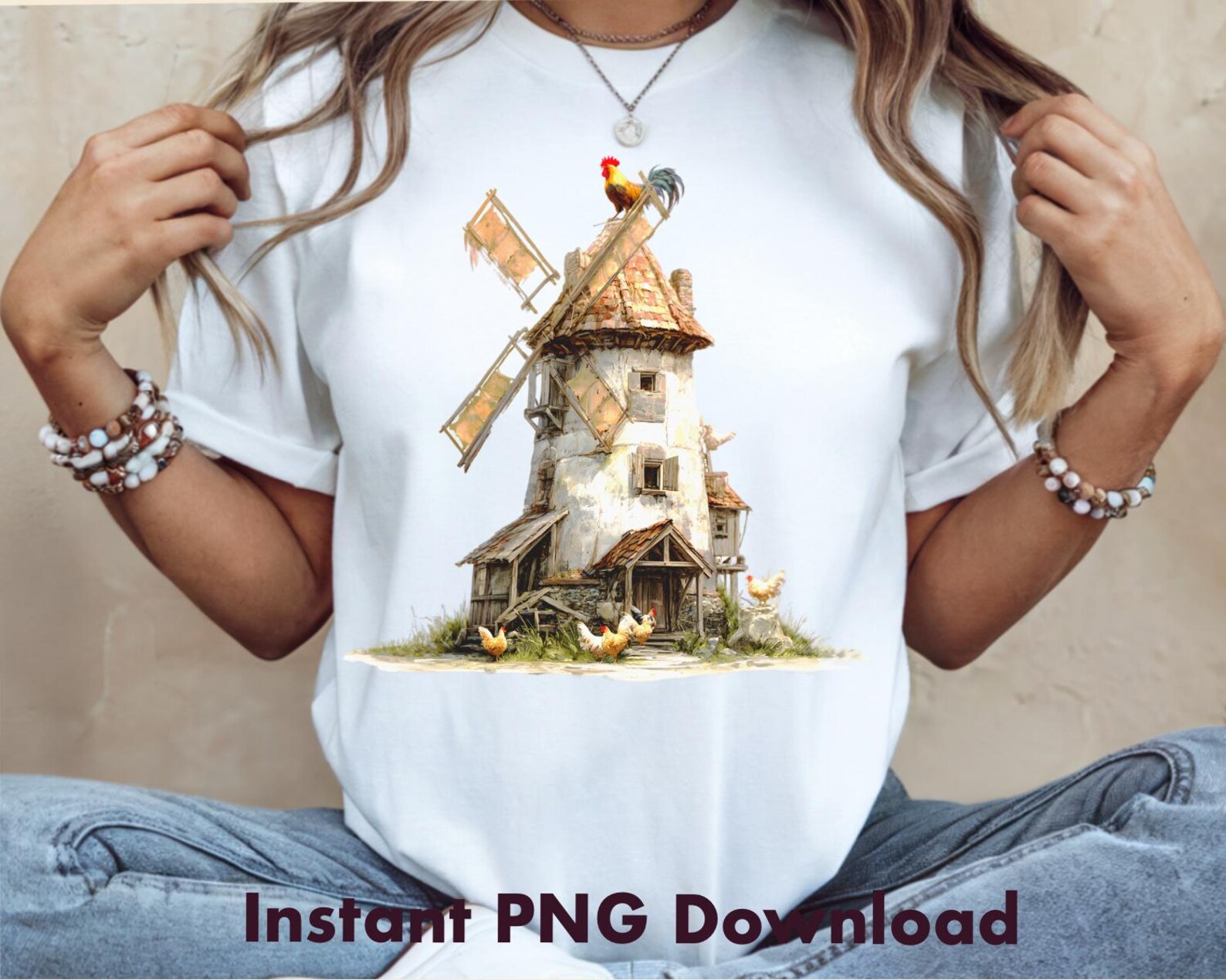 Country Farm Windmill Scene PNG SVG: Sublimation Design, DTF Transfer ...