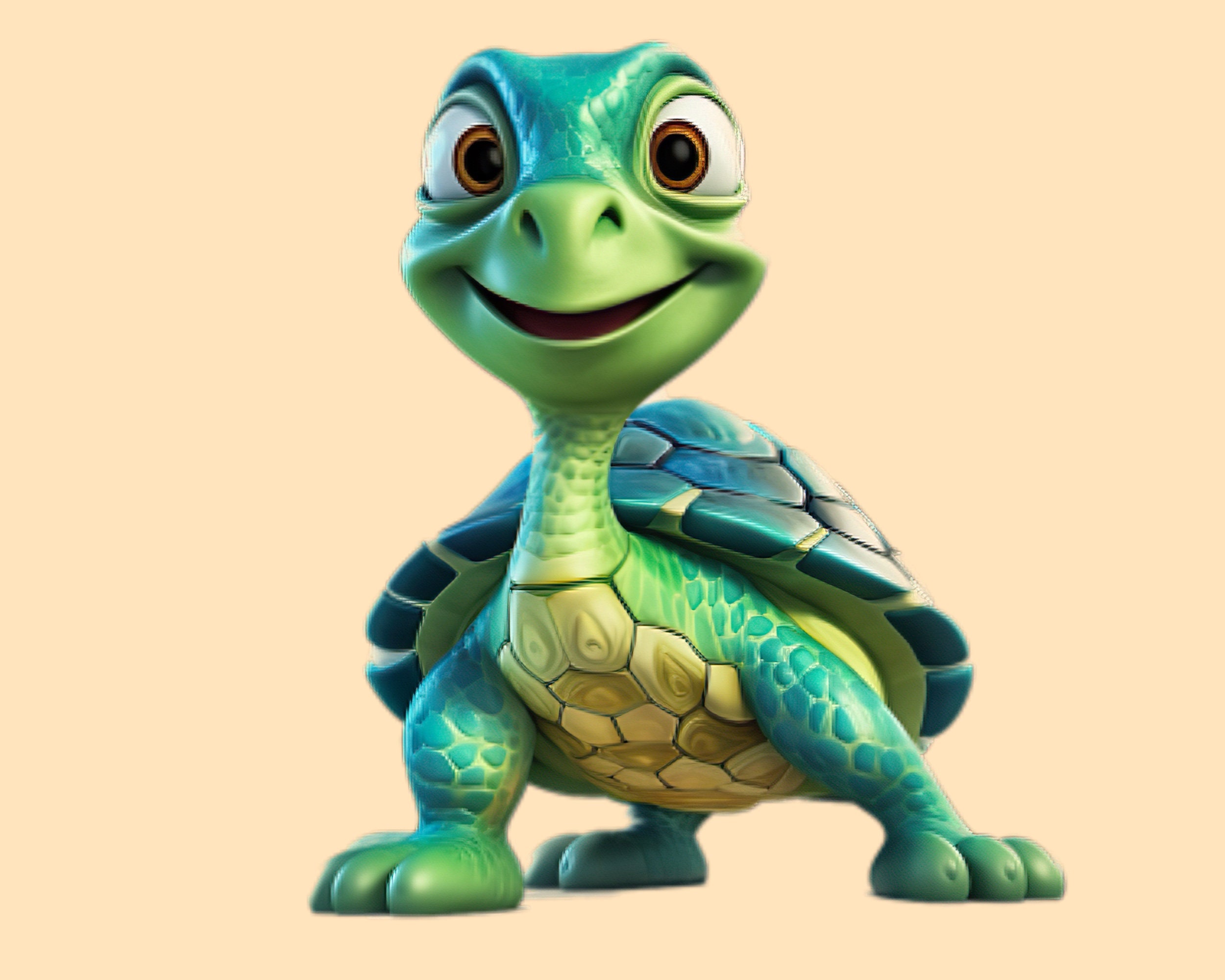 PNG Cute Turtle 3D Vtuber Asset, Set of 4 Individual Elements on ...