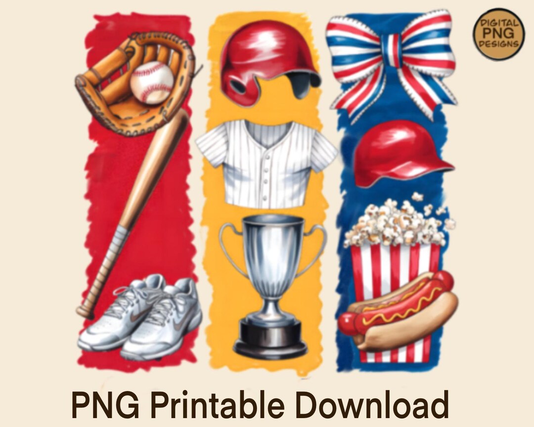 Baseball Brushstroke Collage PNG Sublimation Design Game Day PNG ...