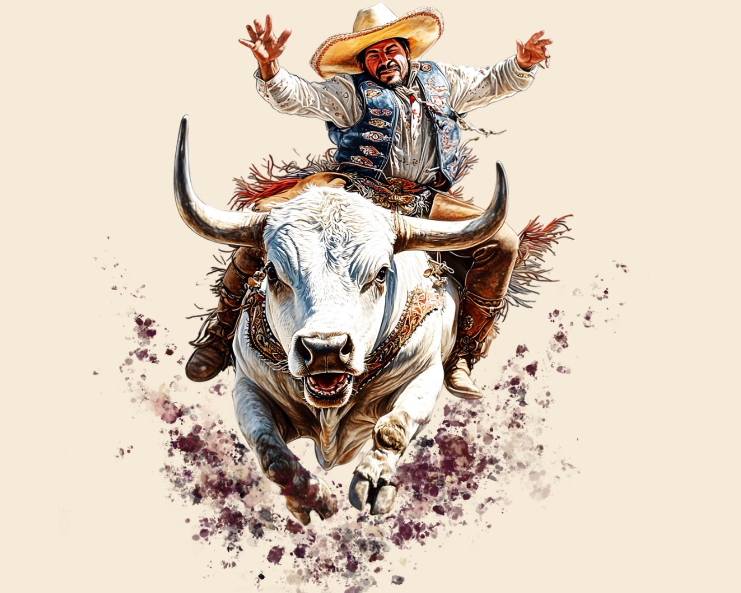 Mexican Rodeo Event Clipart PNG Bull Riding Vaquero Sublimation Design ...