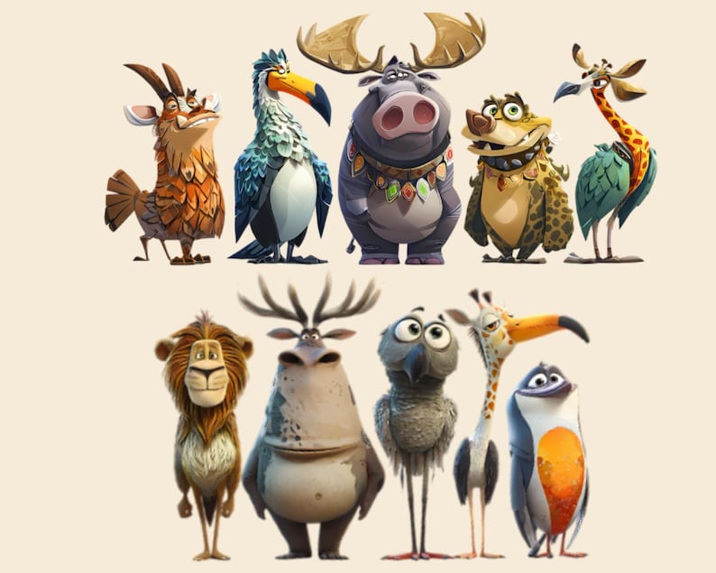 Adorable Zoo Animals PNG T-shirt Sublimation Designs Imaginary ...