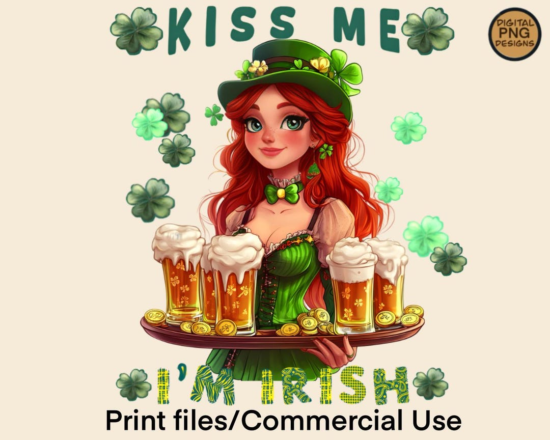 St. Patrick’s Day PNG Sublimation Design Red Haired Green Eyed Irish ...