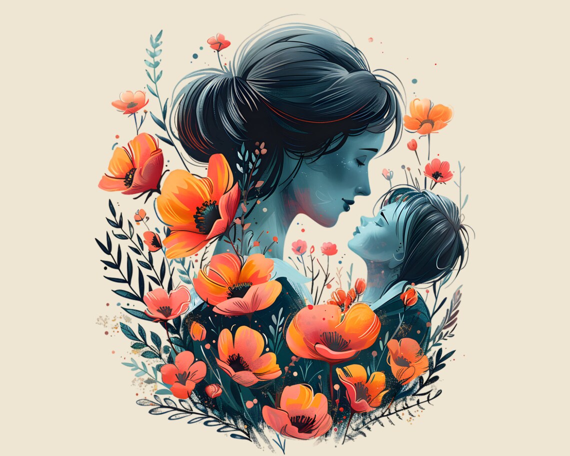 Mothers Day Clipart Motherhood Graphic Design Mommy Son Vector SVG Mom ...