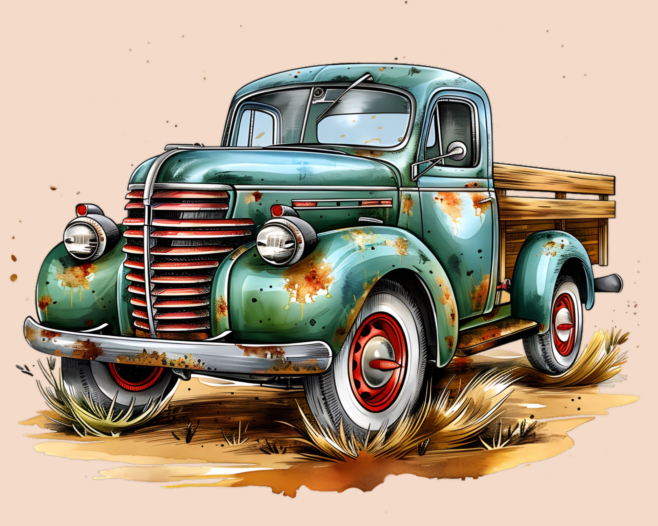 Old Pickup Truck Clipart Vintage Truck PNG Overlay Pumpkins Clip Art ...