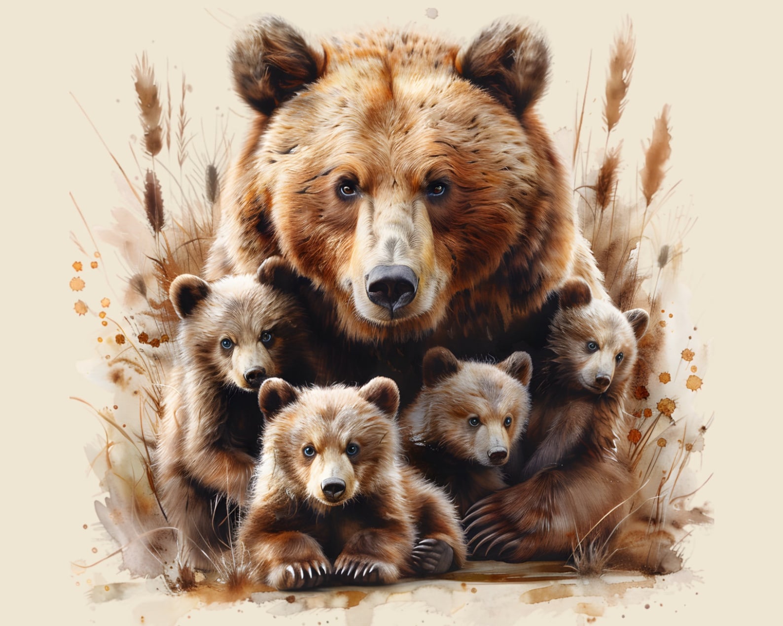 PNG Mother Bear and Cubs Clipart Baby Bears High Resolution 300 Dpi Wildlife Images Transparent ...