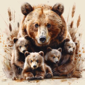 PNG Mother Bear and Cubs Clipart Baby Bears High Resolution 300 Dpi ...