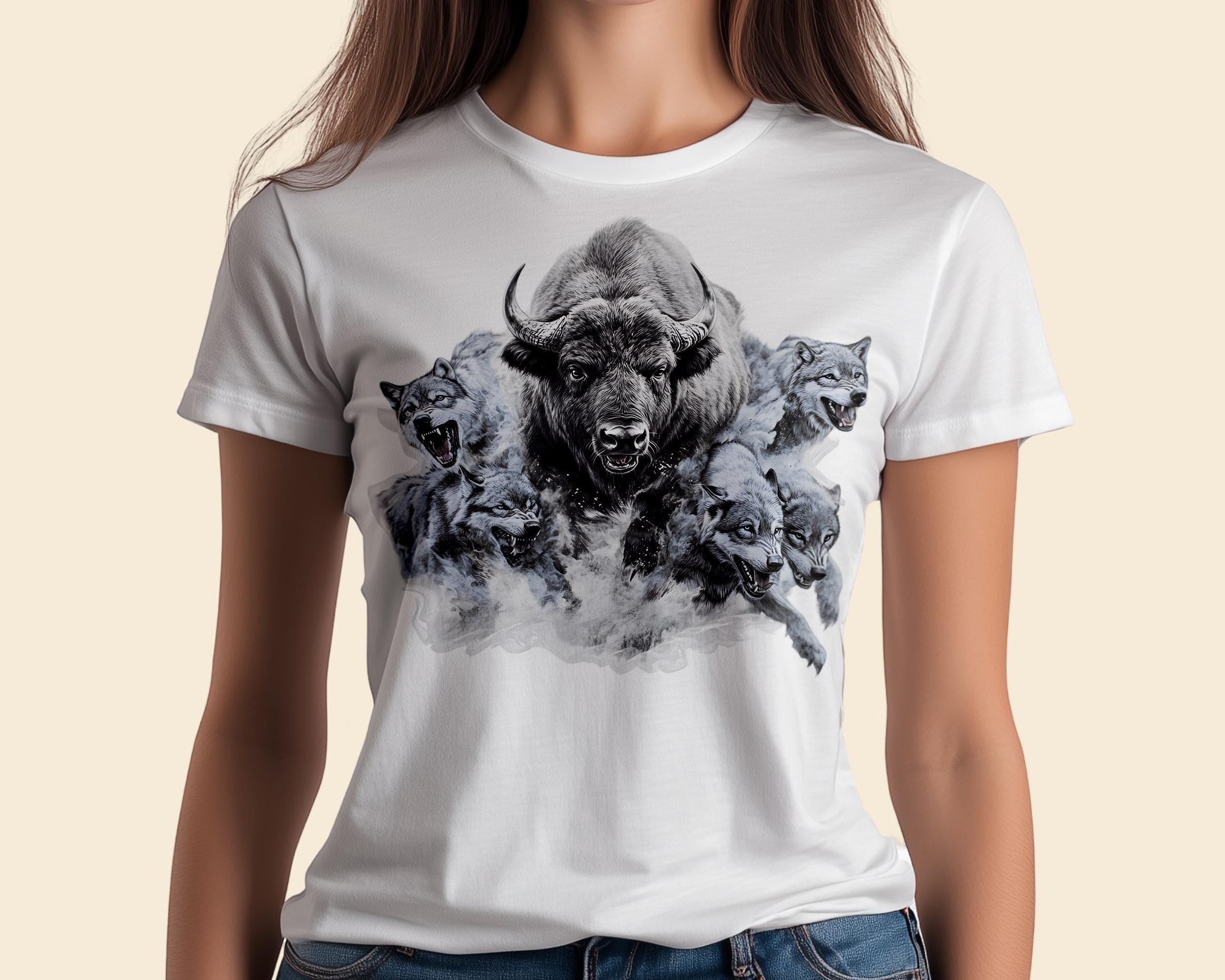Realistic Buffalo Animal Drawing PNG Illustrated Artwork Wolves ...