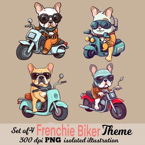 French Bulldog PNG, Cute Frenchie Biker Cartoon Clip Art on a ...