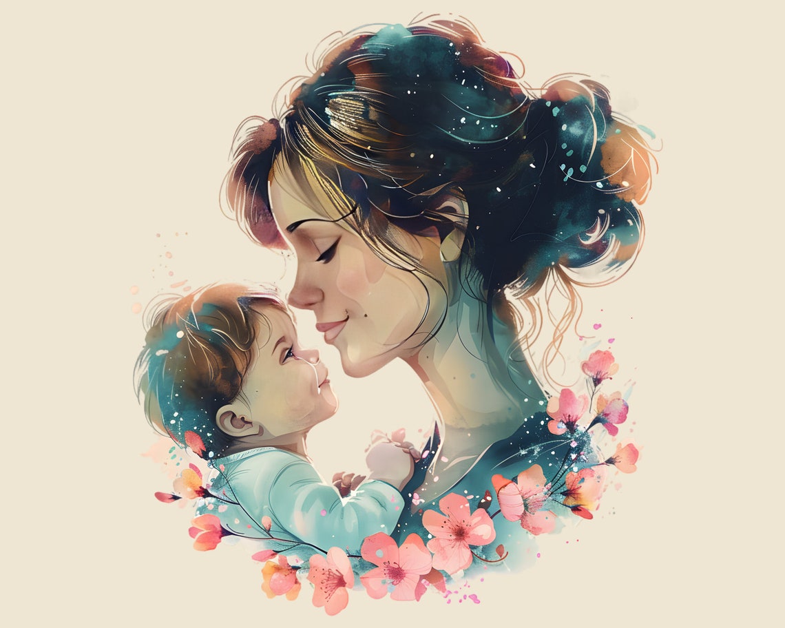 Mothers Day Clipart Motherhood Graphic Design Mommy Son Vector SVG Mom ...