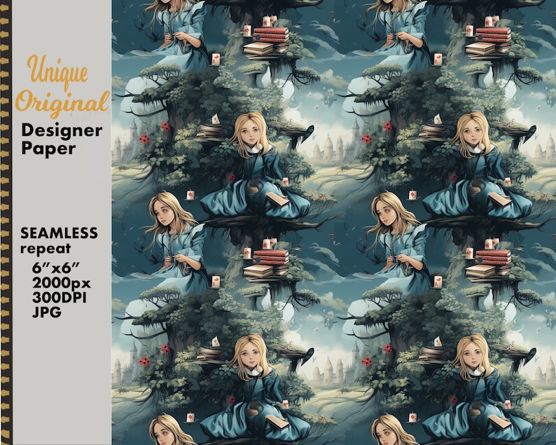 Alice in Wonderland Digital Paper Pack, Original Designer Papers, 8 ...
