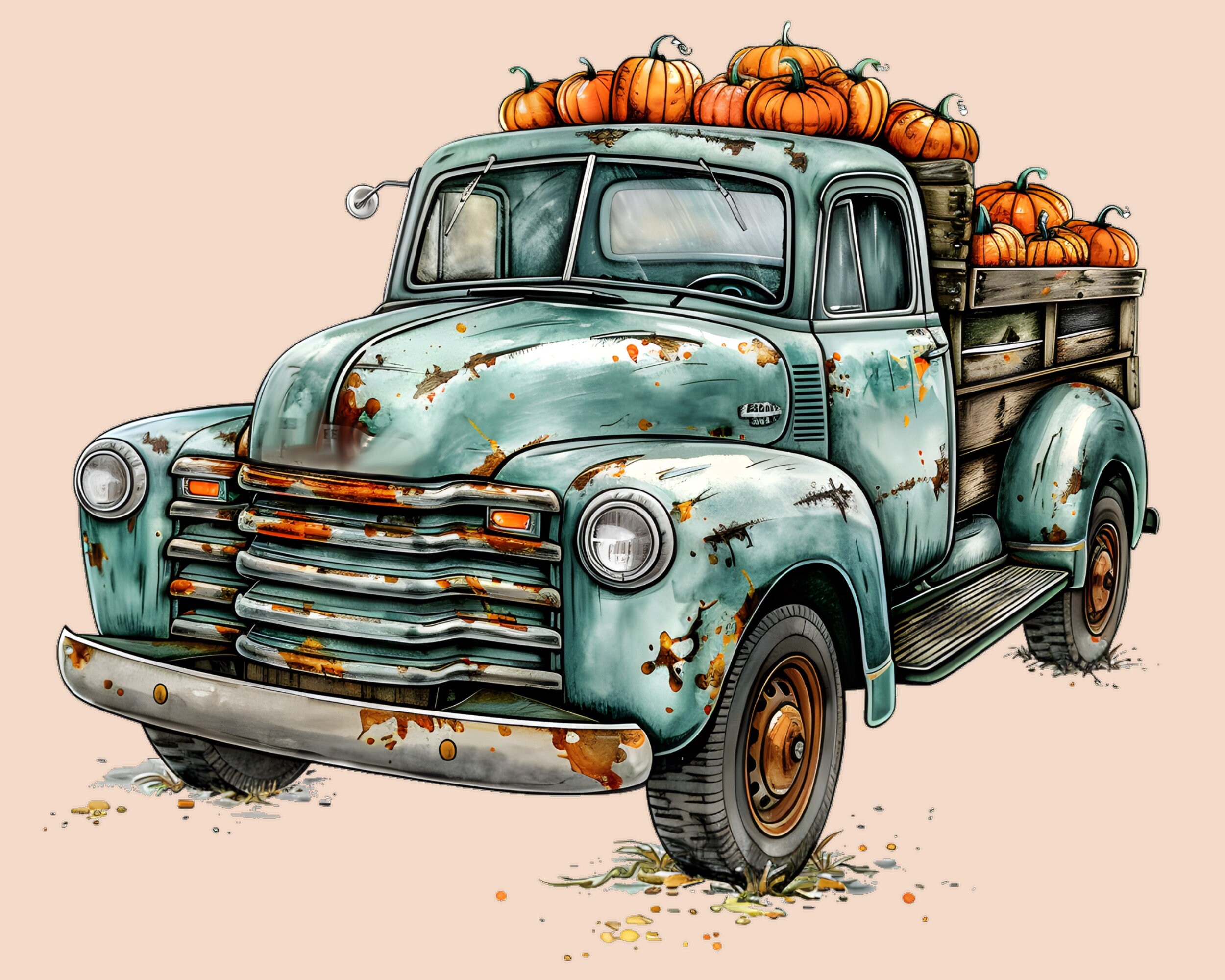Old Pickup Truck Clipart Vintage Truck PNG Overlay Pumpkins Clip Art ...