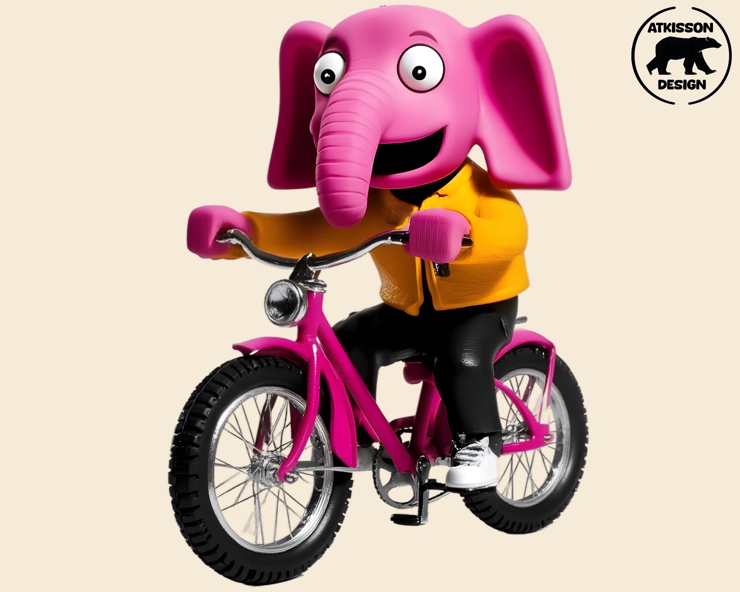 Elephant on a Bike Clipart Biking Cartoon 3D Rendered Cute Cartoon ...