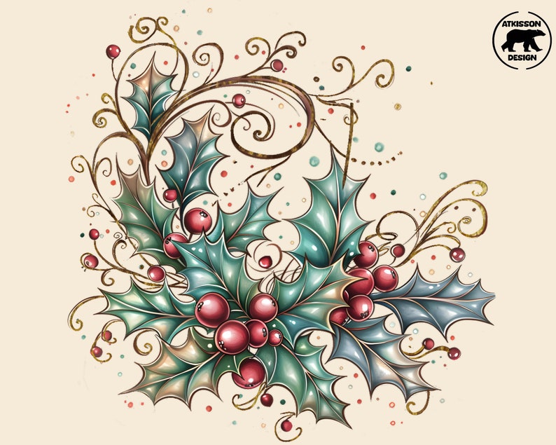Holly Clipart December Flower PNG Birth Month Flower SVG Holly Drawing ...
