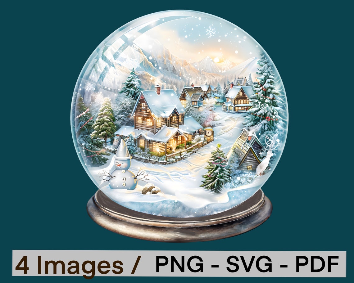 Christmas Snow Globe Clipart Winter Scene SVG Vector Graphics Snowy Hi ...