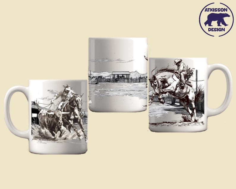 Rodeo Mug Wrap 11oz Cowboy Mug Design 15oz Quarter Horse PNG Wrap ...