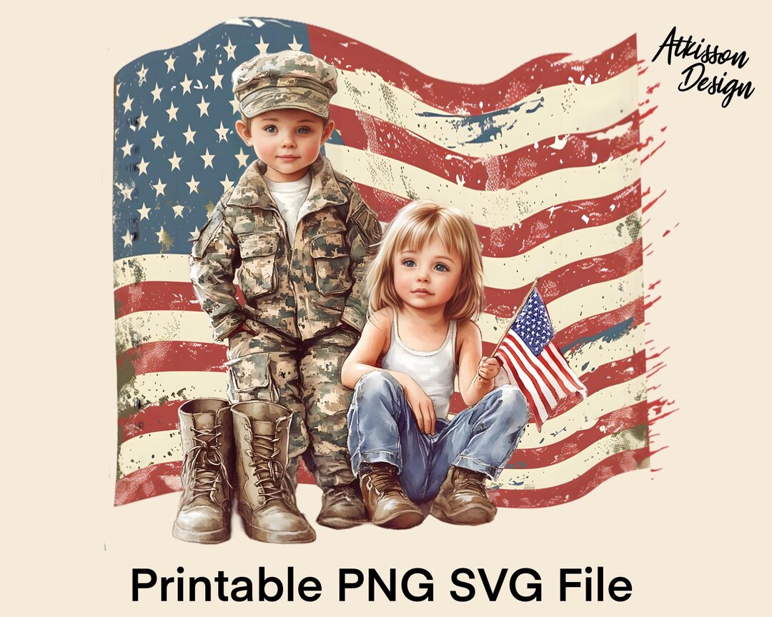 Military Child Month PNG Sublimation Design American Flag Clipart ...