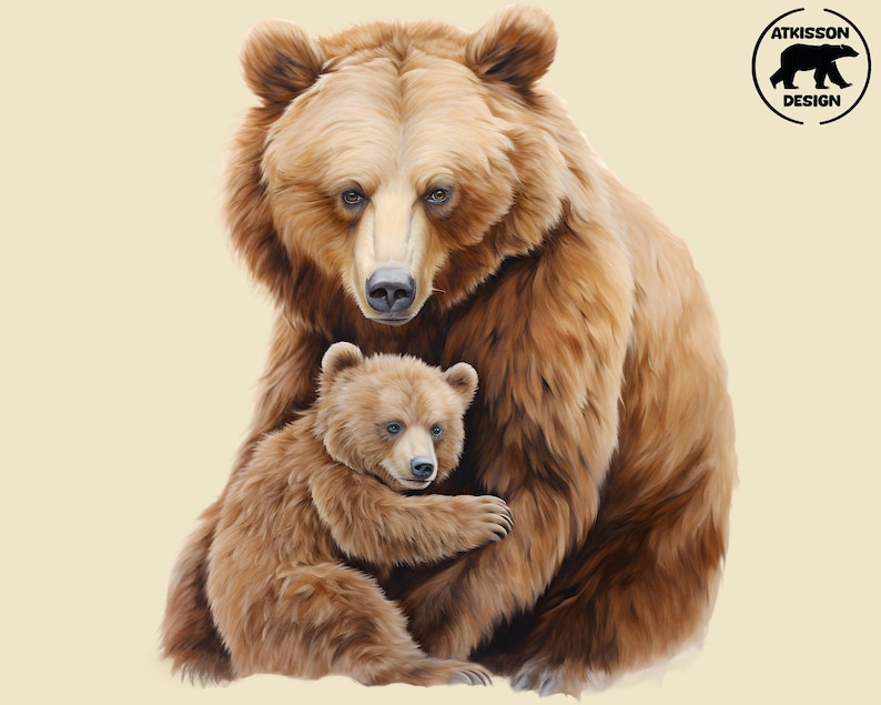 PNG Mother Bear and Cubs Clipart Baby Bears High Resolution 300 Dpi ...