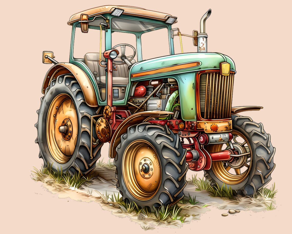 Tractor Clipart Farm Clipart Vintage Tractor PNG Image Green Tractor ...