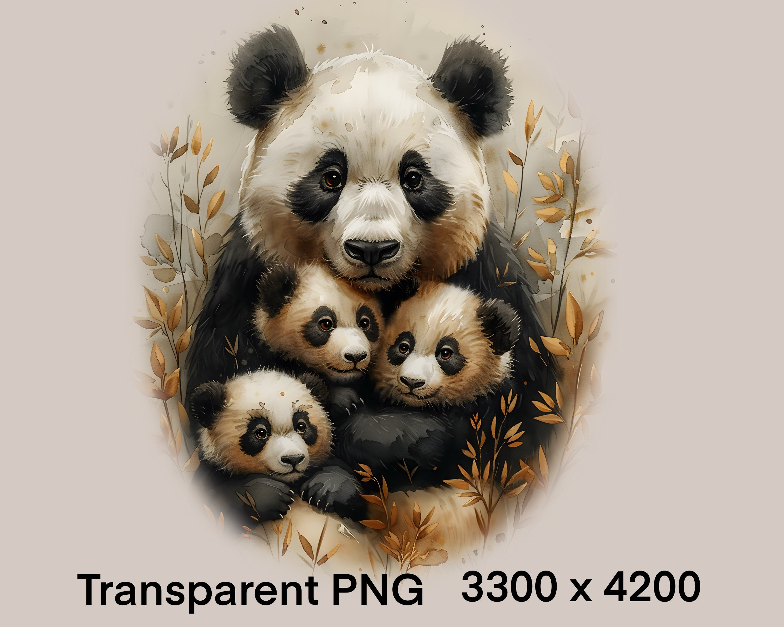PNG Panda Bear and 3 Cubs, High Resolution, 300 Dpi, Transparent ...