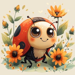 Lady Bug Clip Art Cute Lady Bug Beetle Png Art Summer Gardening Clipart ...