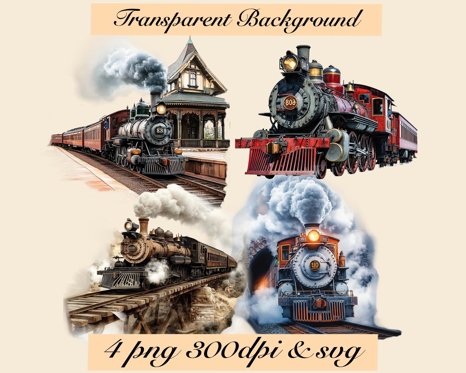 Train Clipart Railroad Clip Art PNG Steam Locomotive Vector Graphic SVG ...