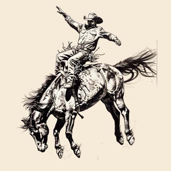 Dibujos De Caballos De Rodeo Jinete De Rodeo Vectores, Ilustraciones Y