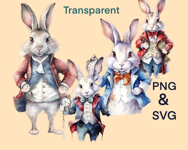 PNG, SVG White Rabbit, Vtuber Asset, Alice in Wonderland, All on ...