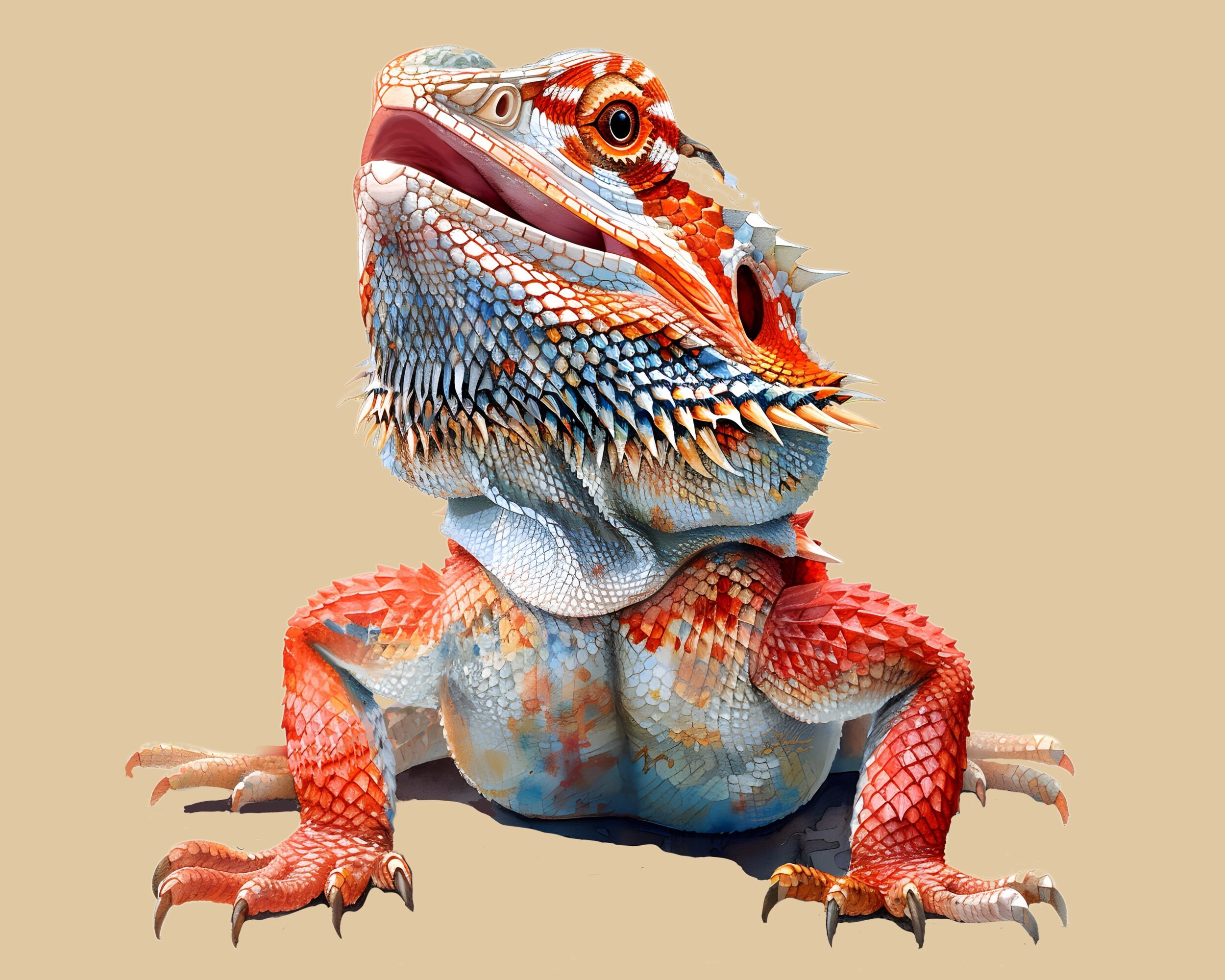 PNG Bearded Dragon Watercolor Clipart, Lizard Sublimation Design ...