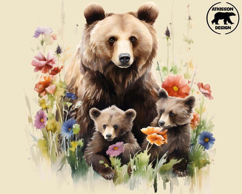 PNG Mother Bear and Cubs Clipart Baby Bears High Resolution 300 Dpi ...