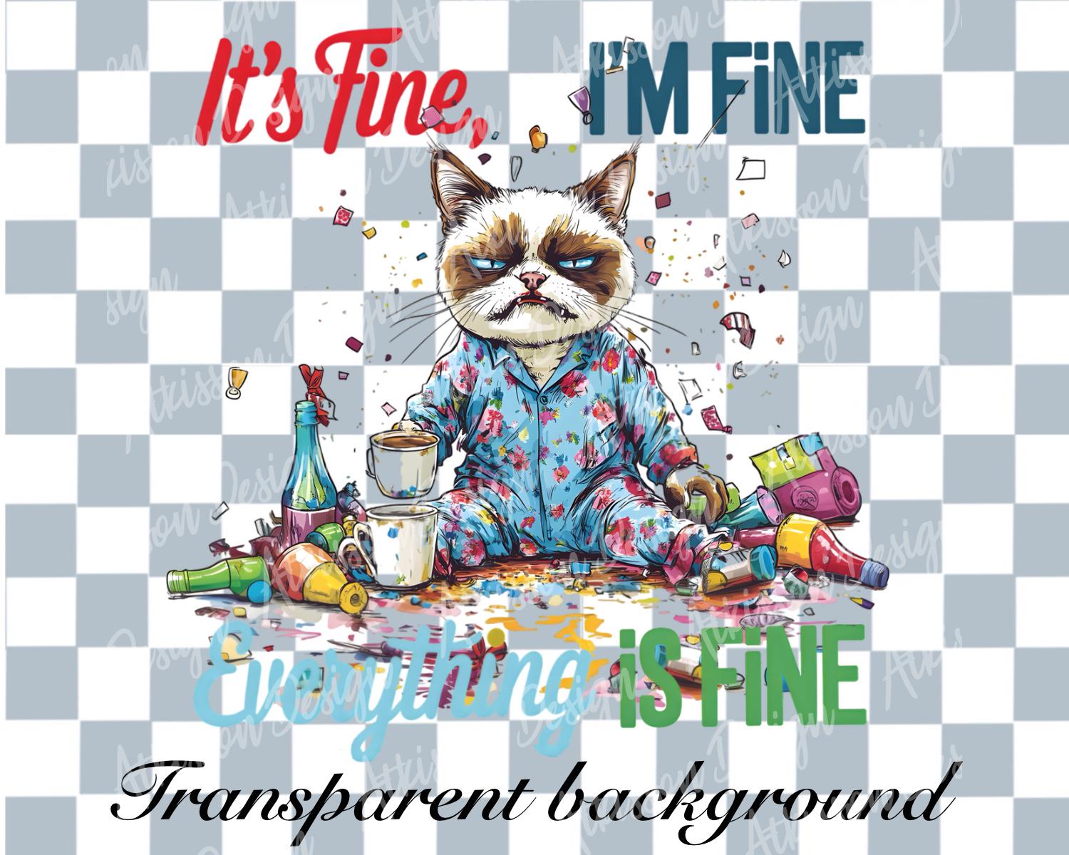 Cute Angry Cat Clipart PNG New Years Eve Party Graphic Design Morning ...