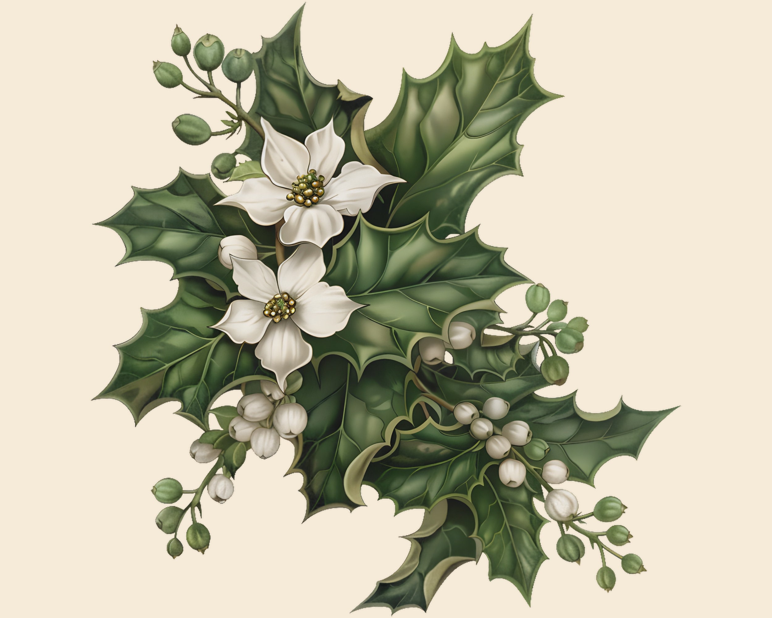 Holly Clipart December Flower PNG Birth Month Flower SVG Holly Drawing ...
