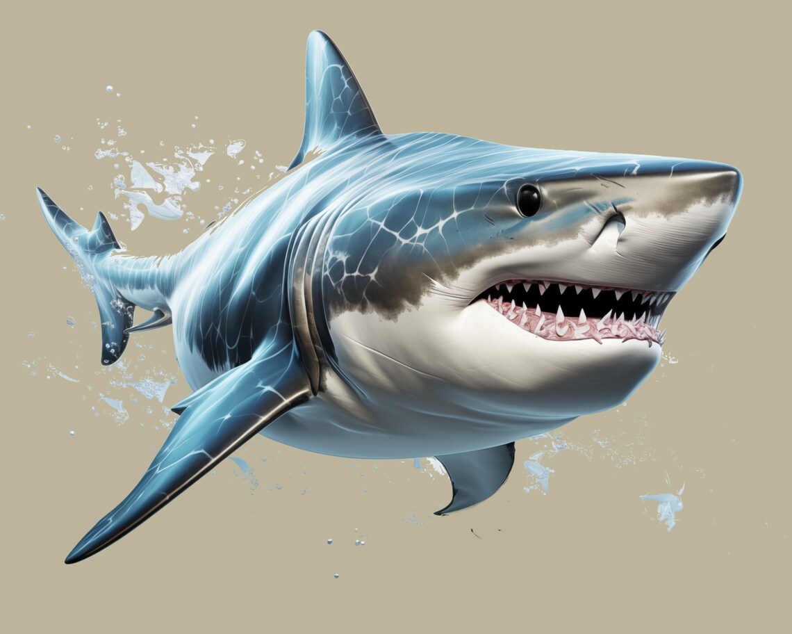 PNG Shark, Watercolor Artwork, Clipart, Set of 4 Individual Elements on ...