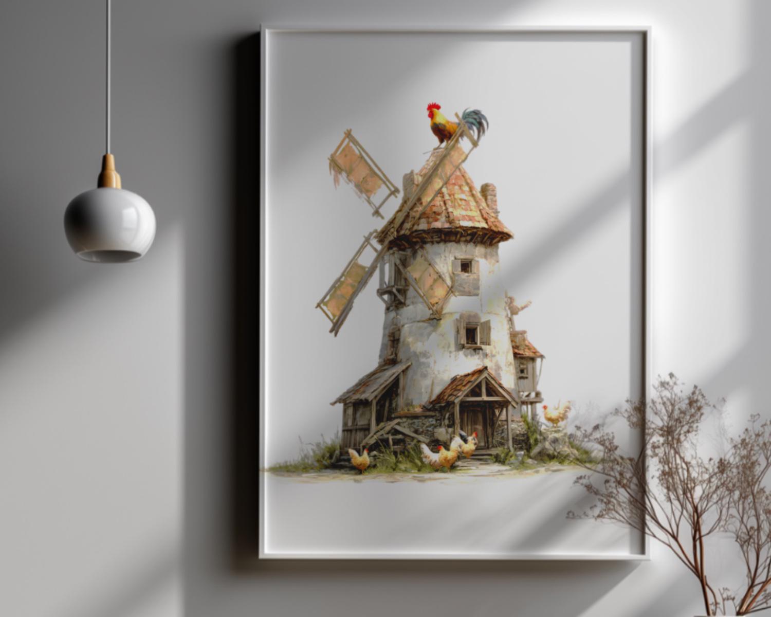Country Farm Windmill Scene PNG SVG: Sublimation Design, DTF Transfer ...