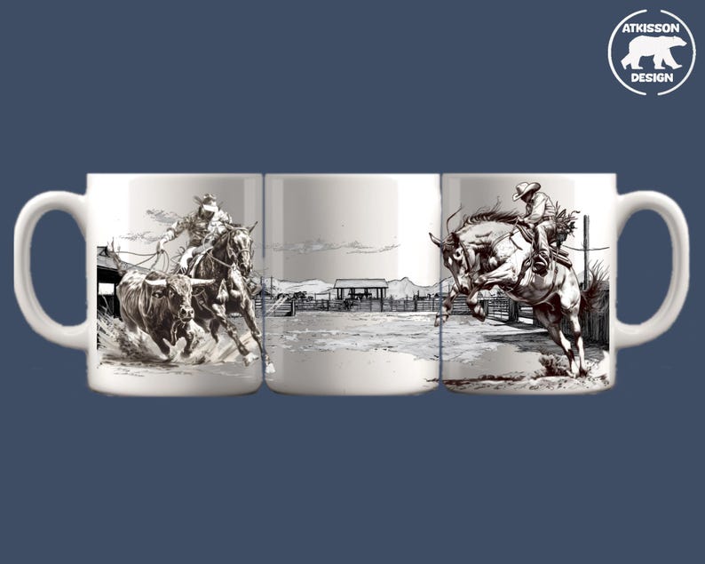 Rodeo Mug Wrap 11oz Cowboy Mug Design 15oz Quarter Horse PNG Wrap ...