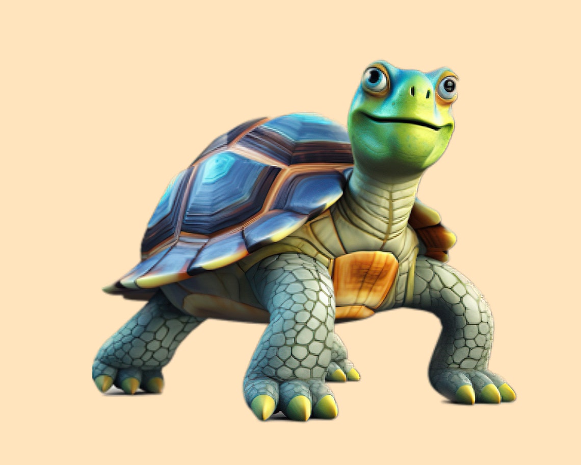 PNG Cute Turtle 3D Vtuber Asset, Set of 4 Individual Elements on ...