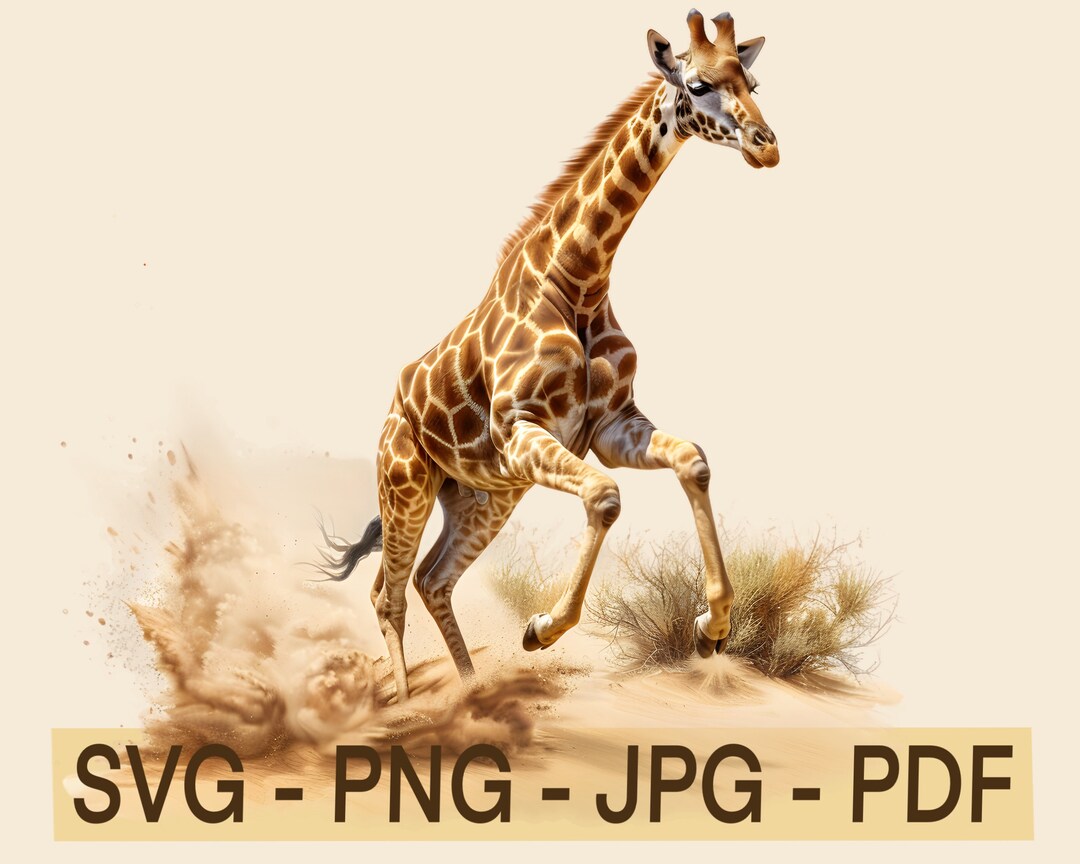 Giraffe Clipart Printable Giraffe PDF Vector Graphic SVG Giraffe Running Digital Clip Art ...