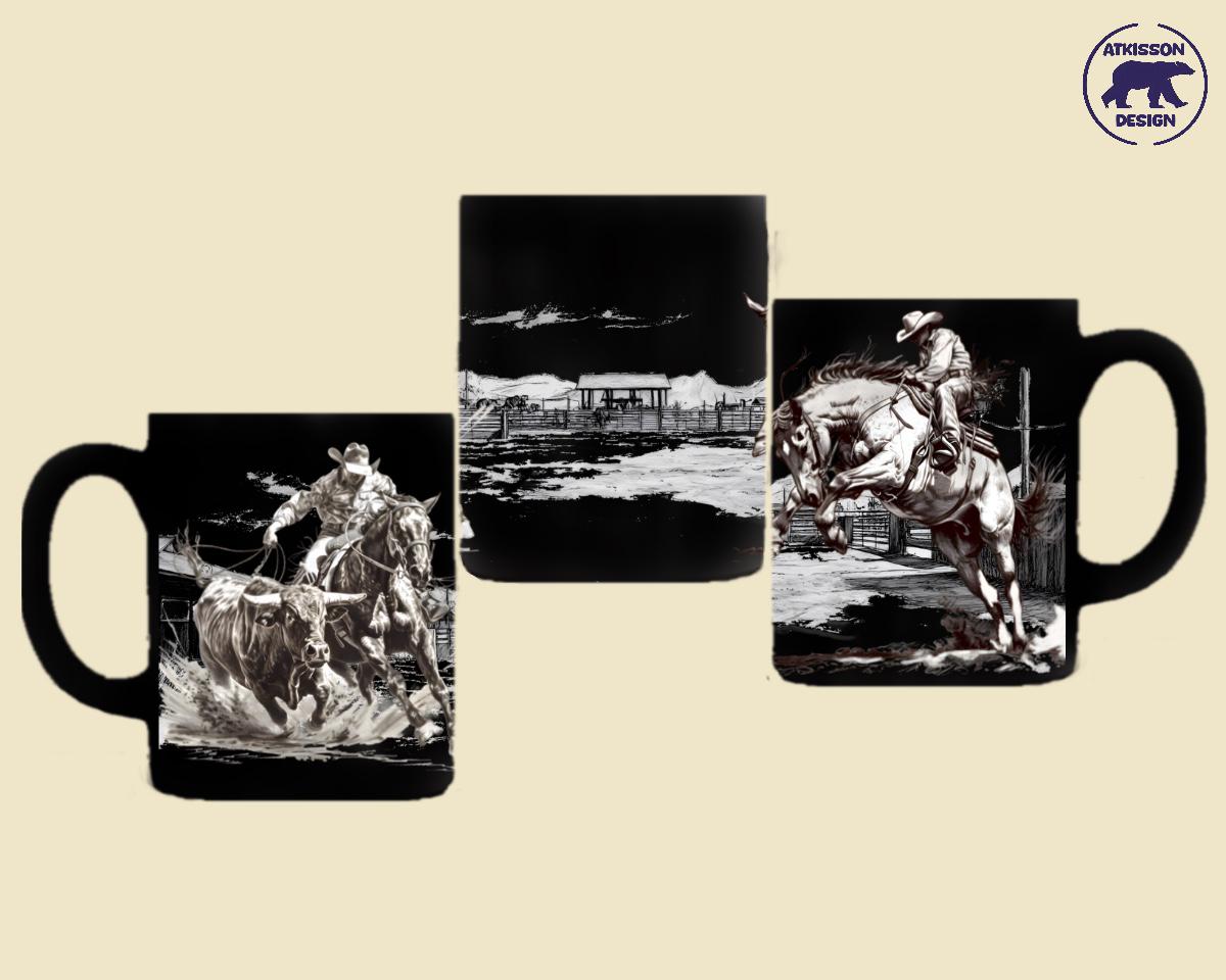 Rodeo Mug Wrap 11oz Cowboy Mug Design 15oz Quarter Horse PNG Wrap ...