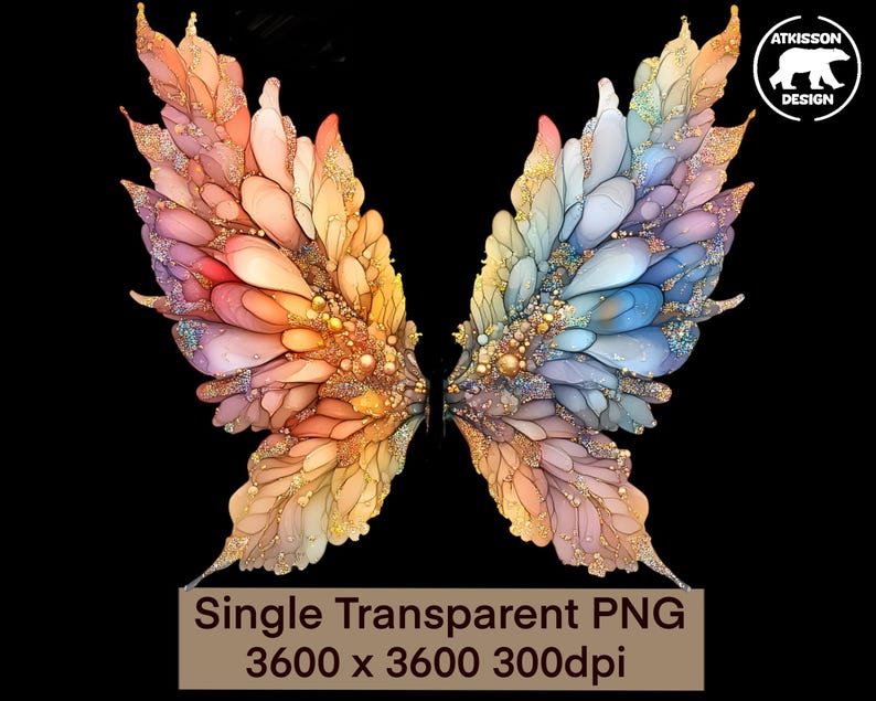 Magical Fairy Wings Clipart Pastel Angel Wings Clip Art Fantasy Graphic ...