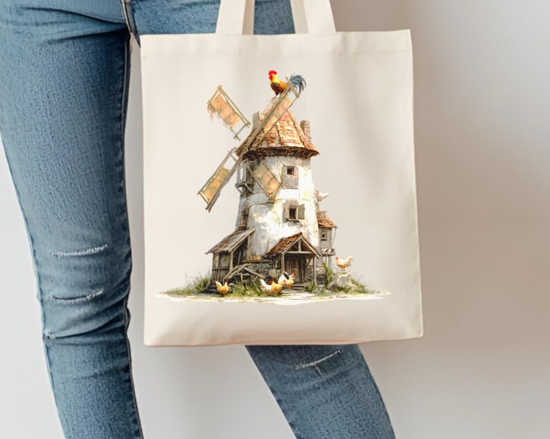 Country Farm Windmill Scene PNG SVG: Sublimation Design, DTF Transfer ...