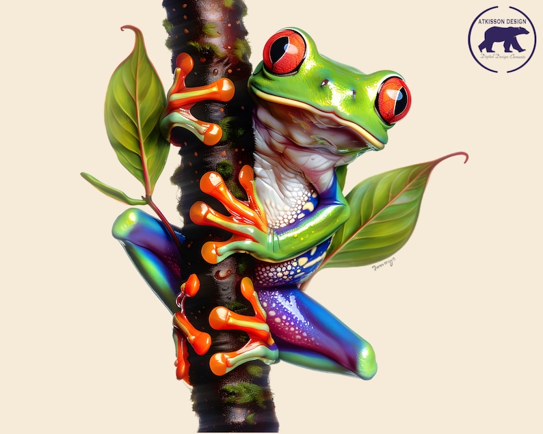 Frog Clipart Red-eyed Tree Frog Artistic PNG Tree Frogs SVG Vector ...