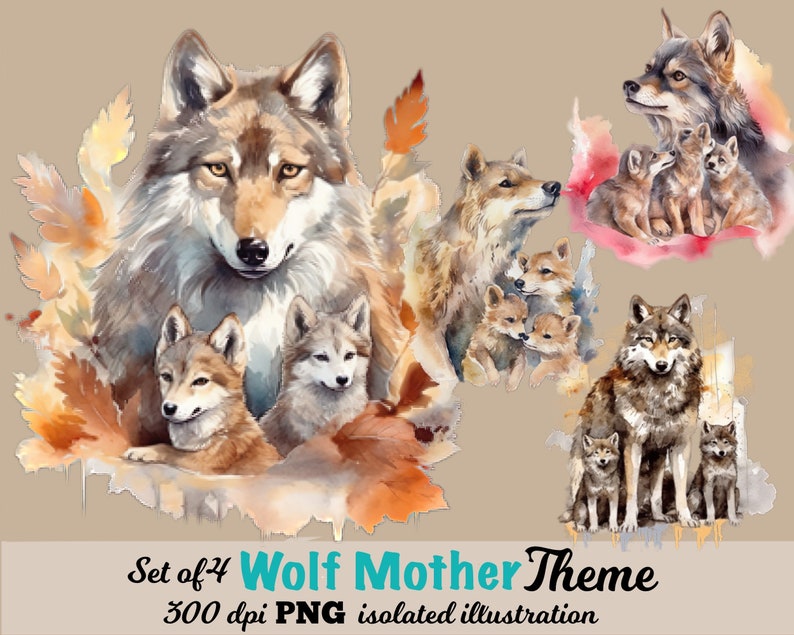 PNG Wolf Mother and Baby Cubs Clipart, Transparent Png Illustration ...