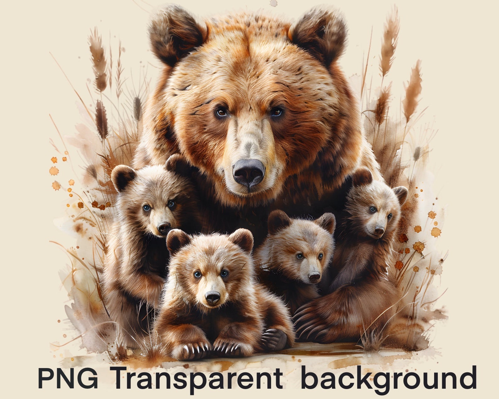 PNG Mother Bear and Cubs Clipart Baby Bears High Resolution 300 Dpi ...