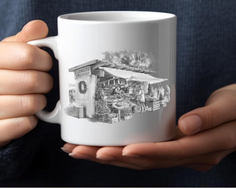 Farmers Market Stall Drawing: Rustic Illustration for Crafts (digital ...