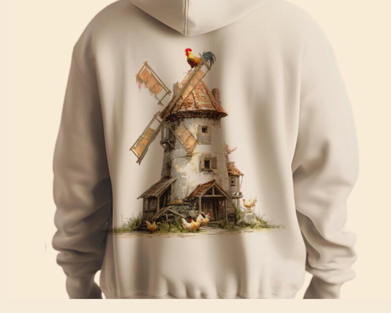 Country Farm Windmill Scene PNG SVG: Sublimation Design, DTF Transfer ...