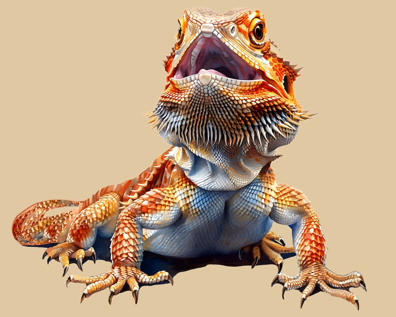 PNG Bearded Dragon Watercolor Clipart, Lizard Sublimation Design ...