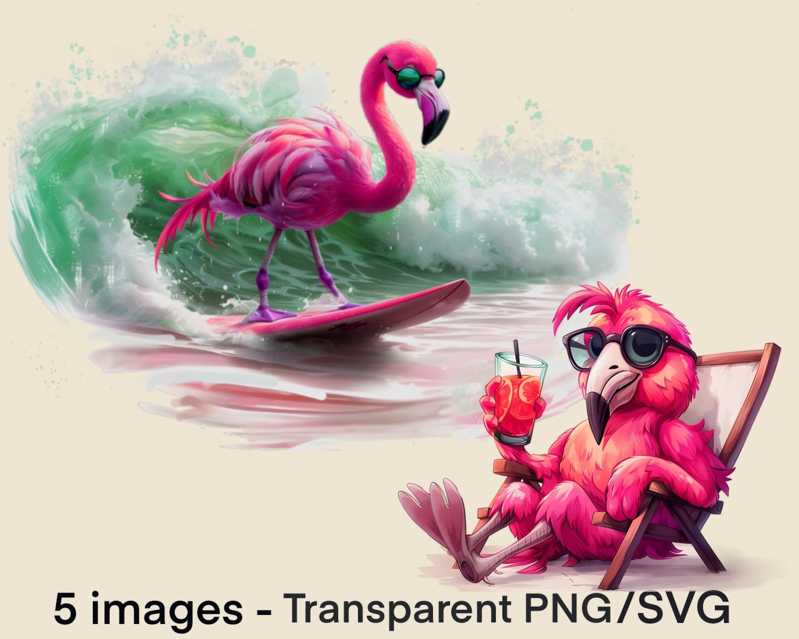 Pink Flamingo Clipart Colorful Anthropomorphic Transparent PNG for ...