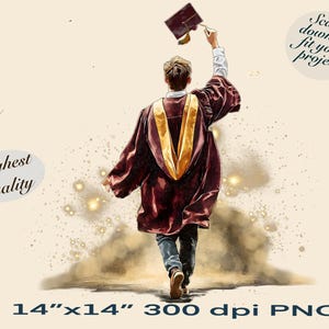 Graduation PNG Sublimation Design Male Graduate Vector Clipart SVG Grad ...